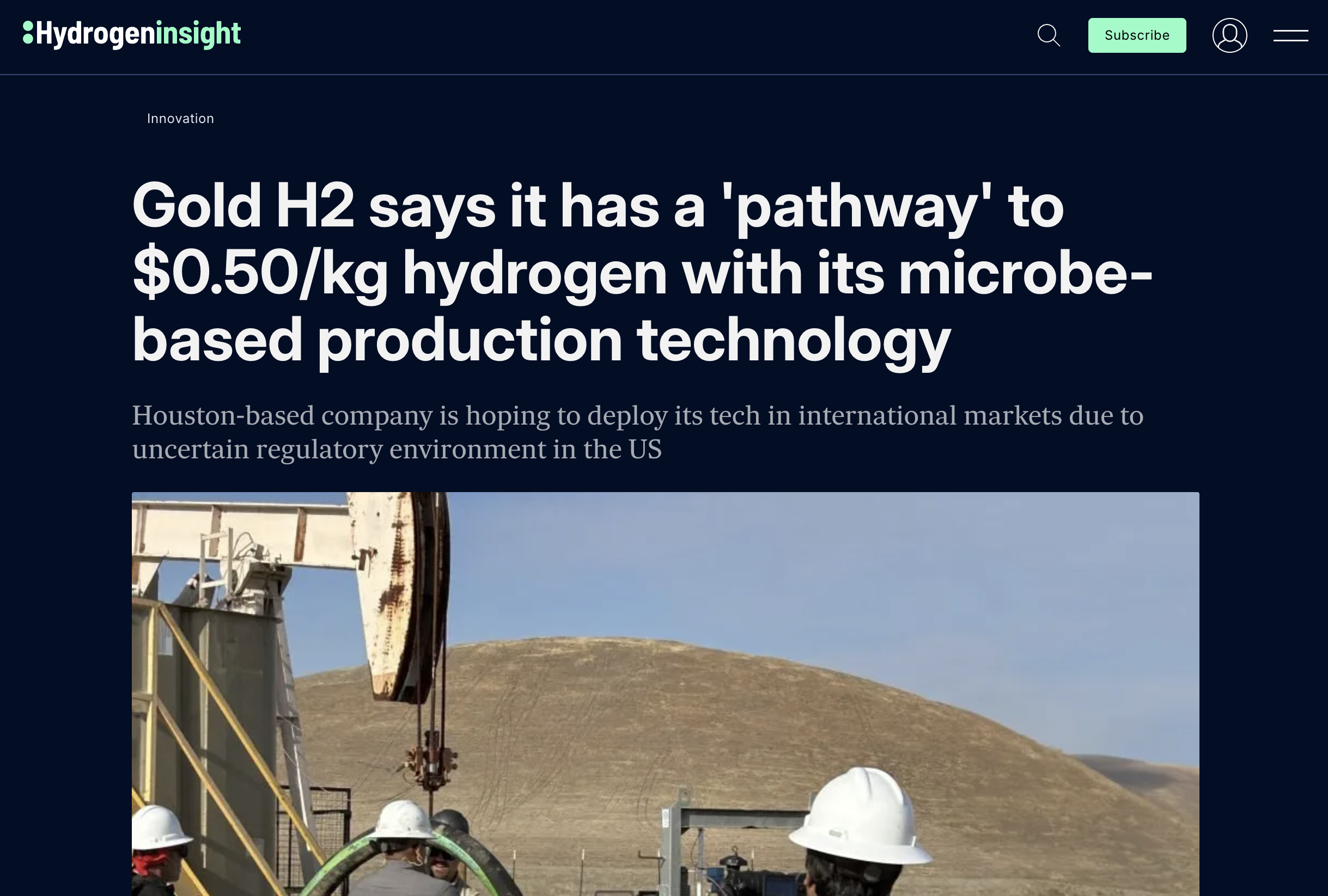 Hydrogeninsight | Gold H2 says it has a 'pathway' to $0.50/kg hydrogen ...